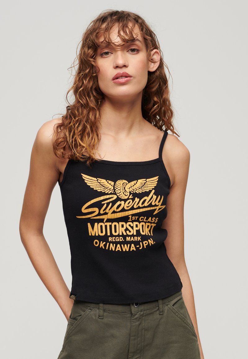 Superdry RETRO ROCKER GRAPHIC CAMI - Top - black - Zalando.de