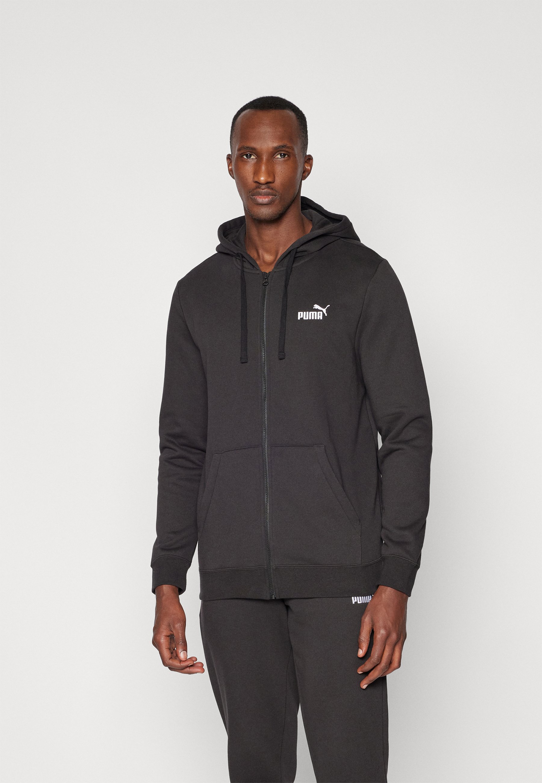 Puma LOGO FULL ZIP HOODIE Zip up sweatshirt black Zalando
