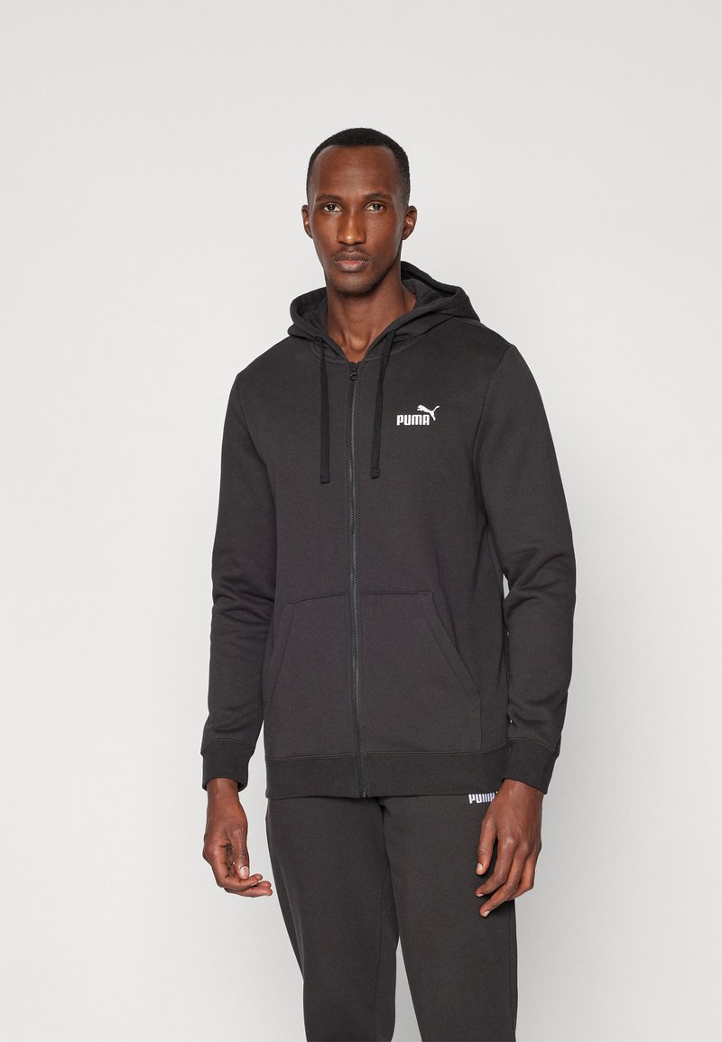 Puma LOGO FULL ZIP HOODIE - Lukuga pusa - black/must - Zalando.ee