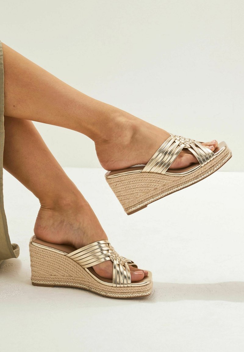 Gold Mules Heels Wide Fit at Daniel Gilmore blog