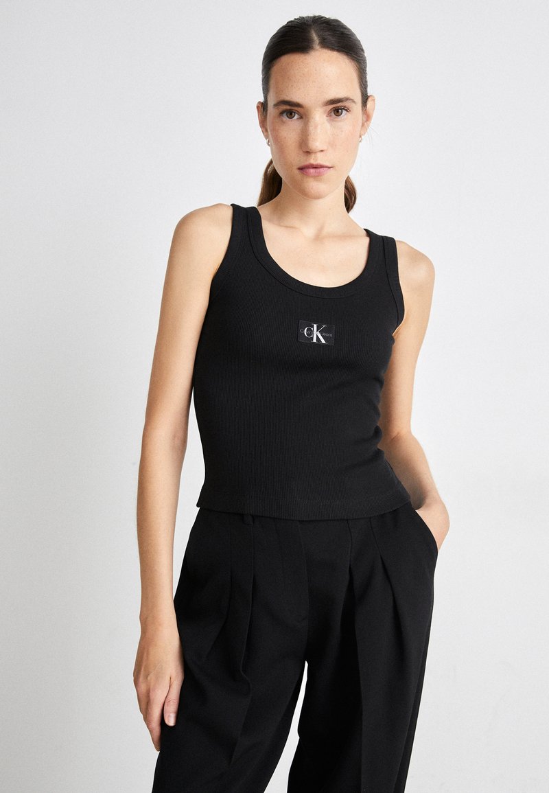 Calvin Klein Jeans LABEL TANK - Top - black/črna - Zalando.si