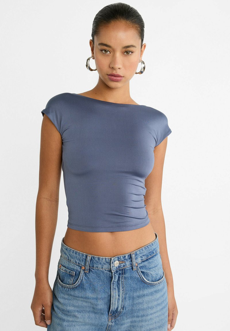 Stradivarius OPEN-BACK - T-Shirt basic - blue/blau - Zalando.de