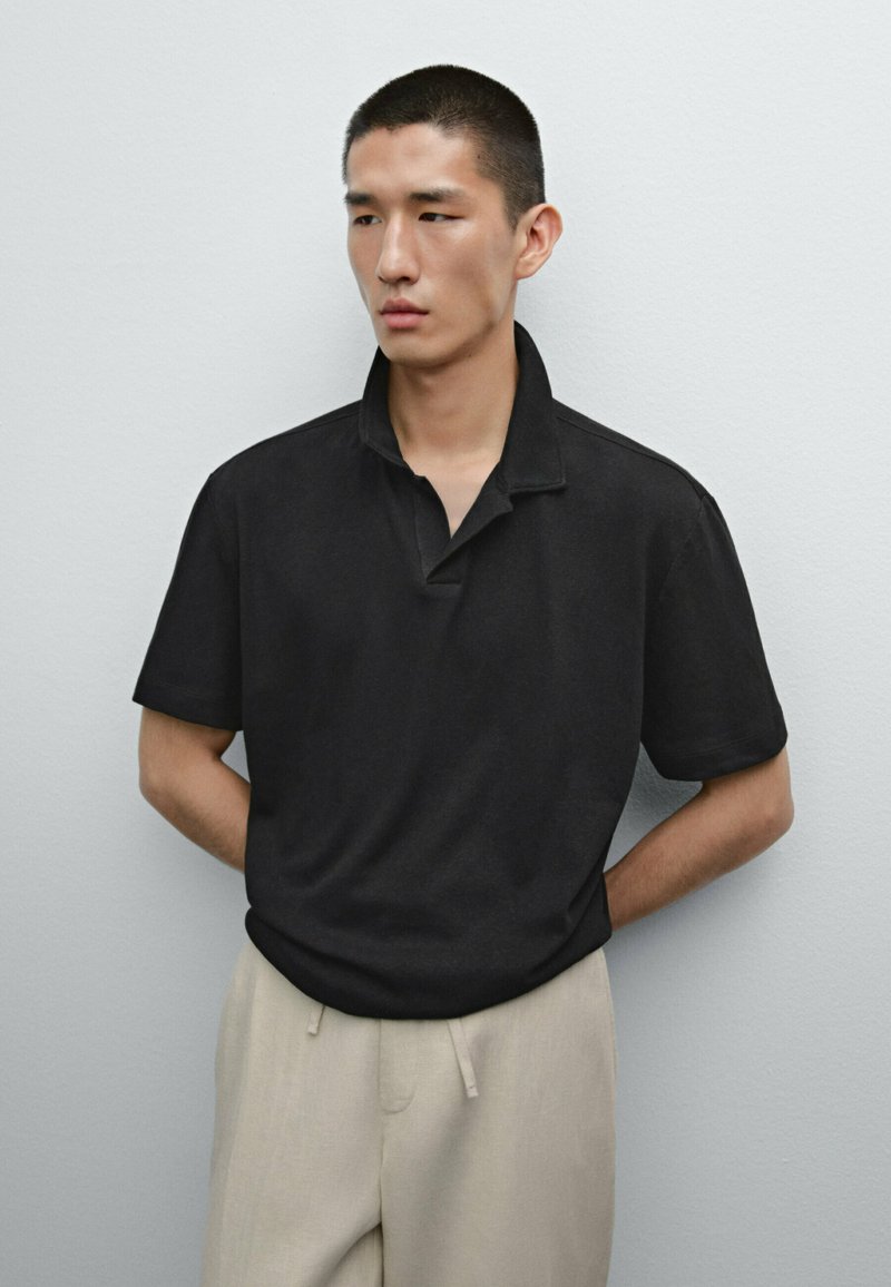 Massimo Dutti SHORT SLEEVE - Polo shirt - black - Zalando