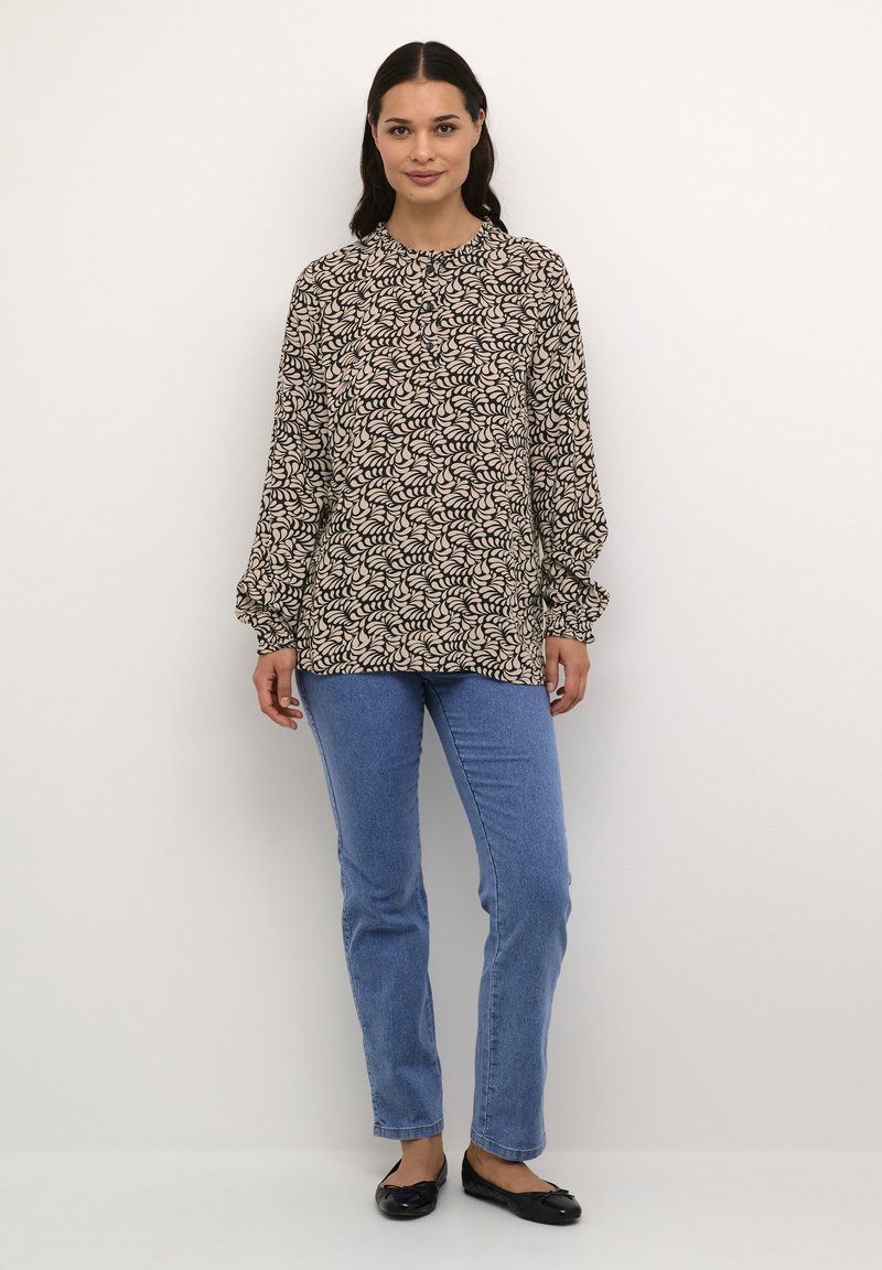 Kaffe BPLIVA LONG SLEEVE - Blouse - black savannah tan leaf/black ...