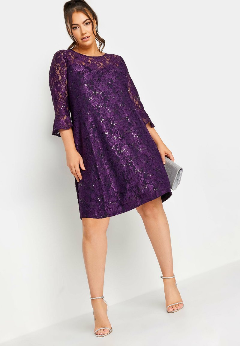 Yours Clothing SEQUIN EMBELLISHED SWING - Robe de soirée - purple ...