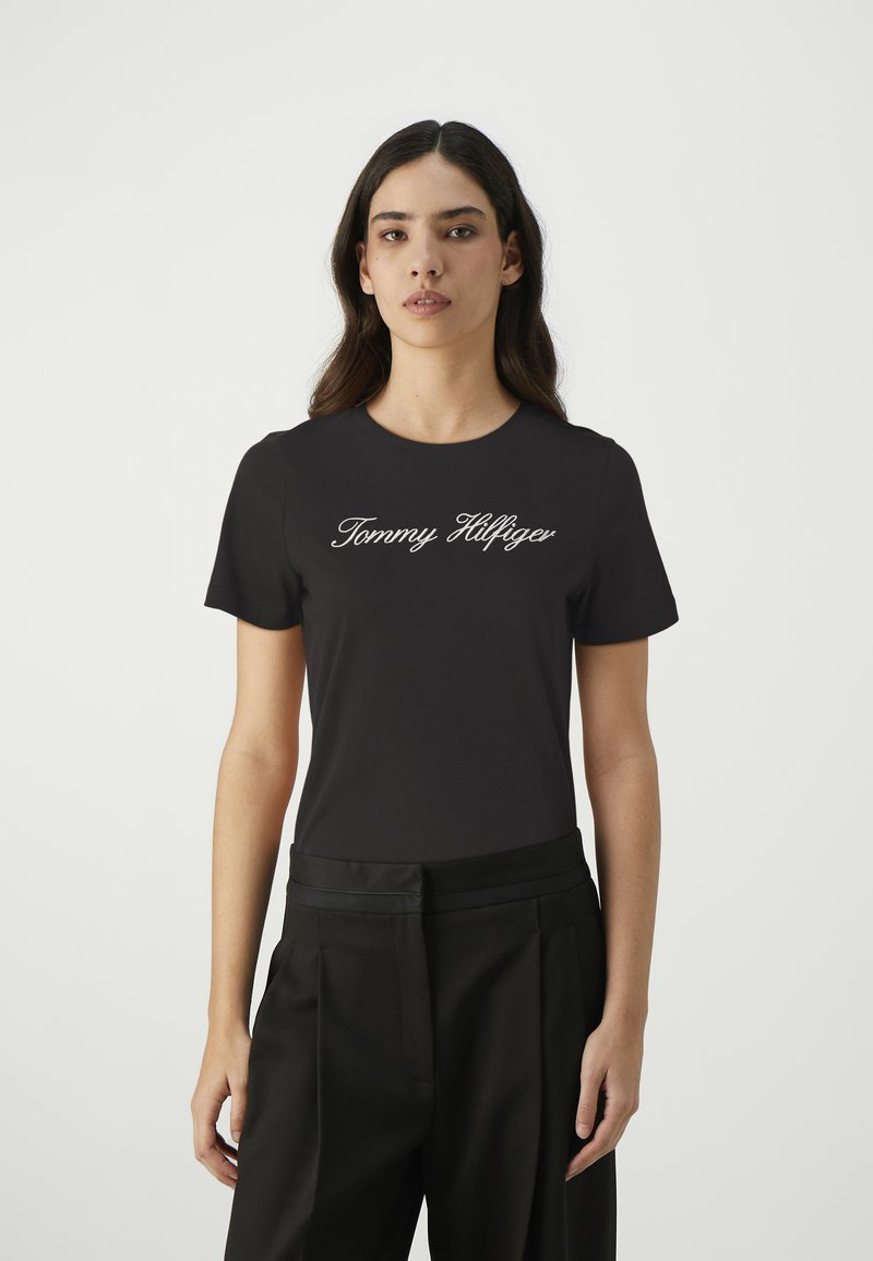 Tommy Hilfiger SCRIPT REGULAR - Print T-shirt - black - Zalando.ie