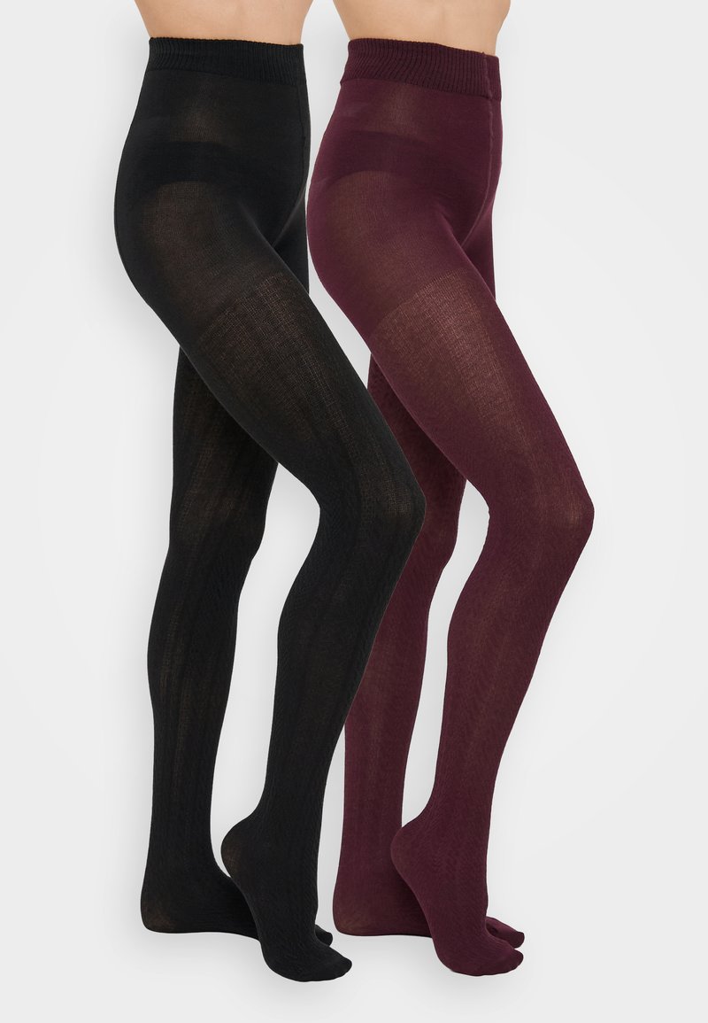 Anna Field SOFT MODAL BLEND CABLE KNIT TIGHTS 2 PACK - Tights - black ...