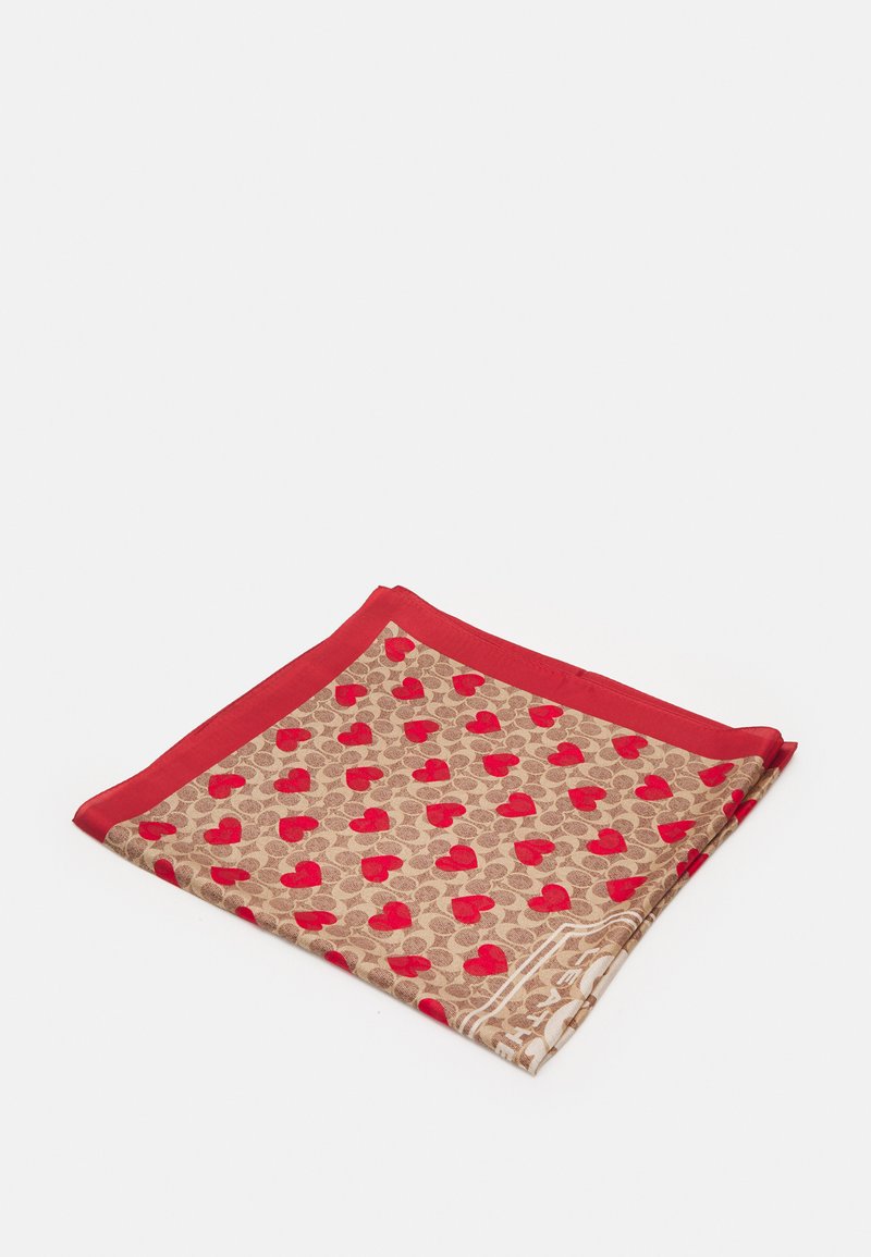 Coach SIGNATURE TEXTURE HEART SQUARE - Pañuelo - khaki/red/marrón ...