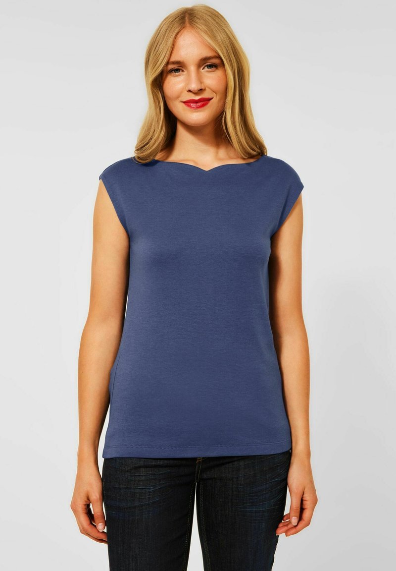 Street One MIT U-BOOT KRAGEN - Basic T-shirt - blau/blue - Zalando.de