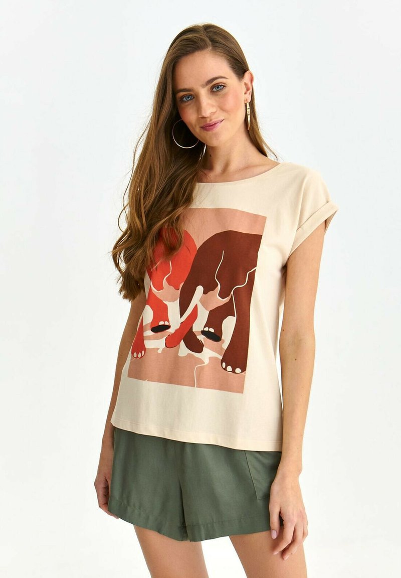 Top Secret Print T-shirt - beżowy/beige - Zalando.de