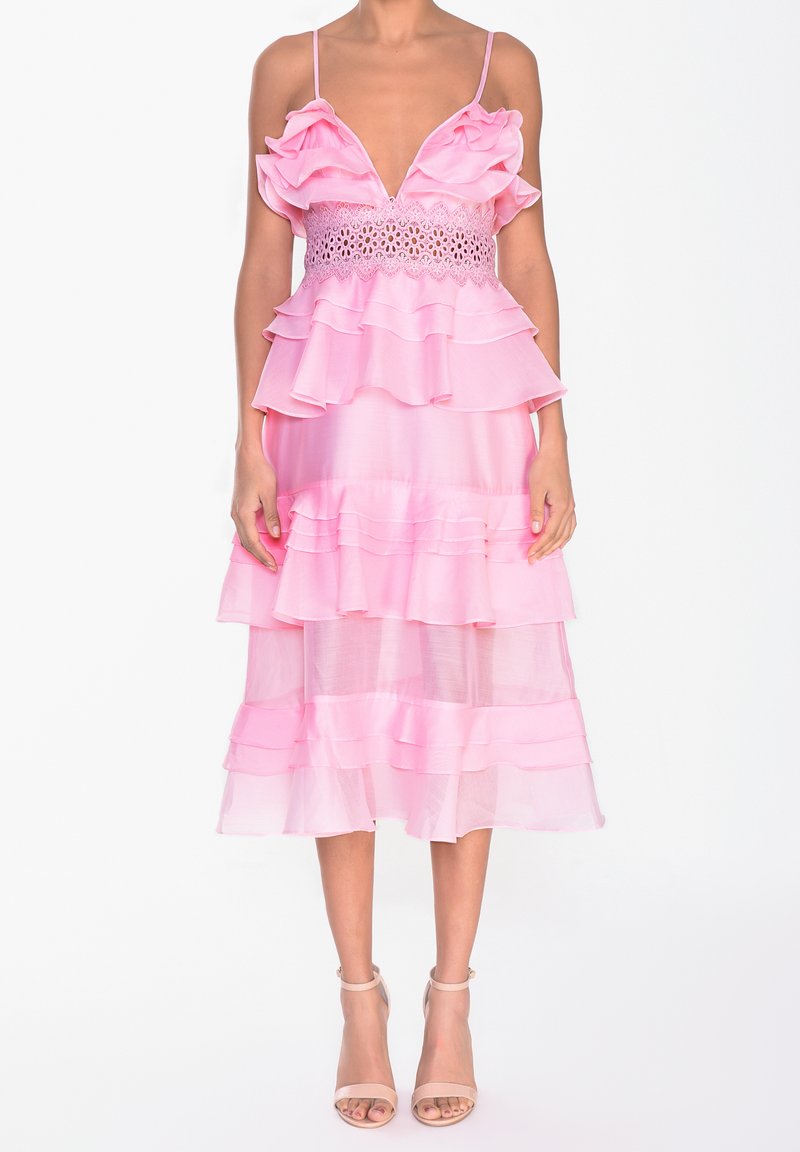 True Decadence SUGAR PLUNGE FRONT TIERED RUFFLE MIDI - Cocktailkjole ...