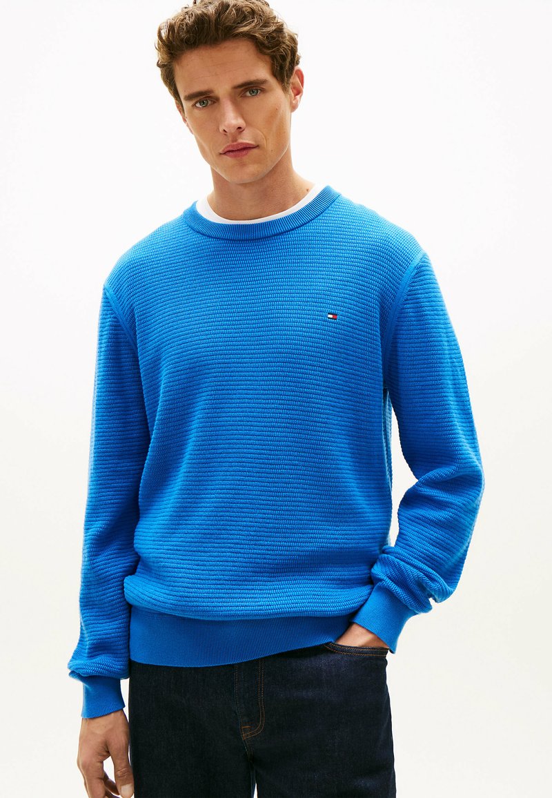 Tommy Hilfiger TEXTURED CREW NECK - Jumper - blue orbit/blue - Zalando