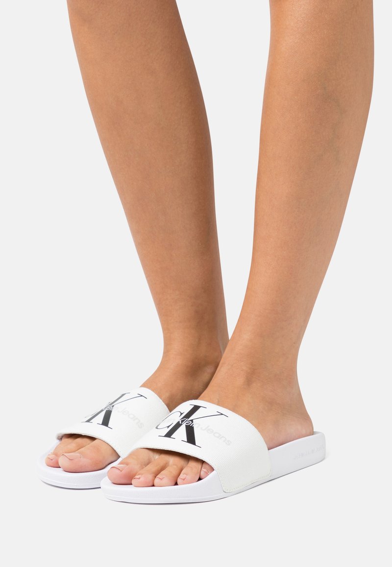 Calvin Klein Jeans SLIDE MONOGRAM - Mules - white/blanc - ZALANDO.FR