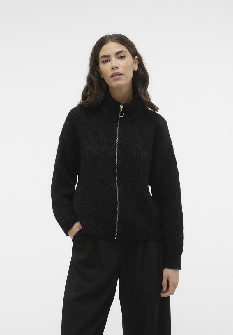 Vero Moda Petite VMYOKO ZIP CARDIGAN - Cardigan - black - Zalando.ie