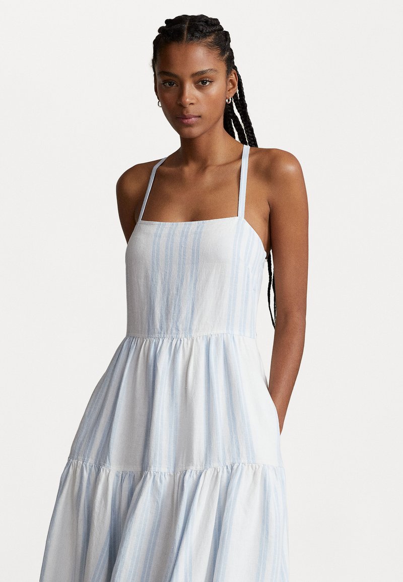 Polo Ralph Lauren SLEEVELESS DAY DRESS - Freizeitkleid - white/blue/blau - Zalando.at