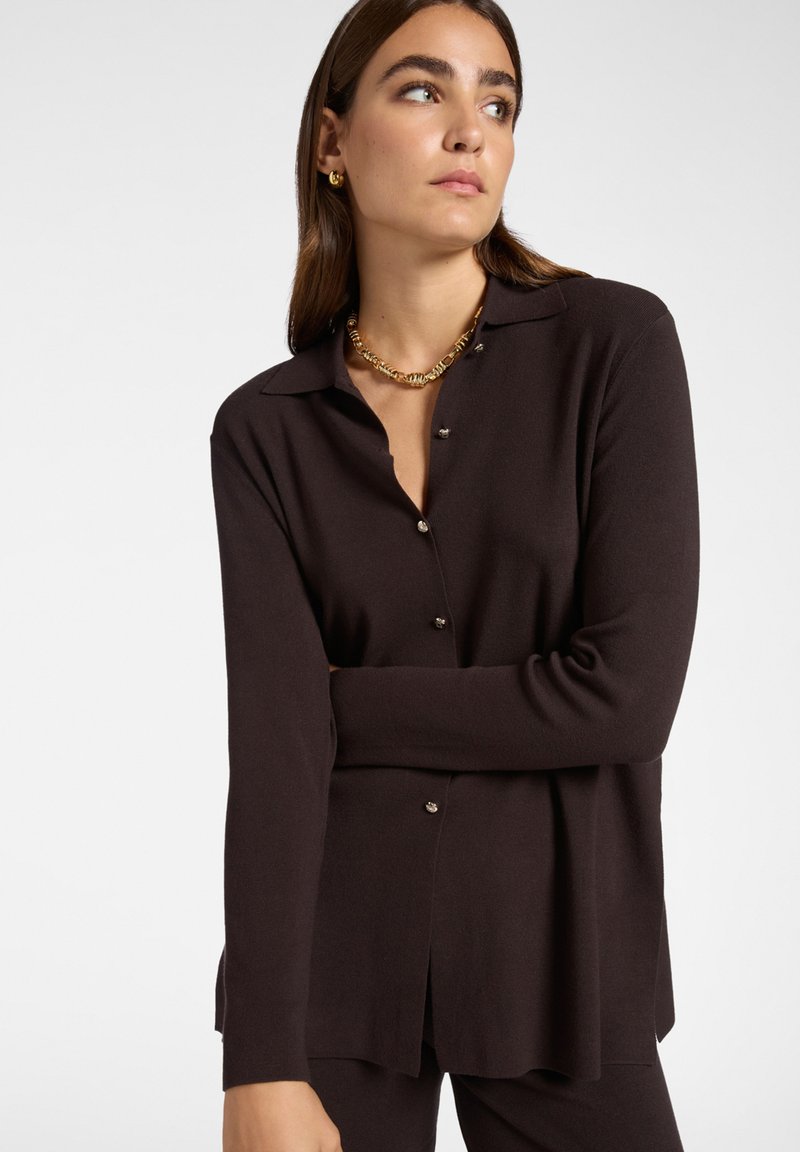 Elena Mirò LUNGO CON COLLETTO - Cardigan - marrone - Zalando.it