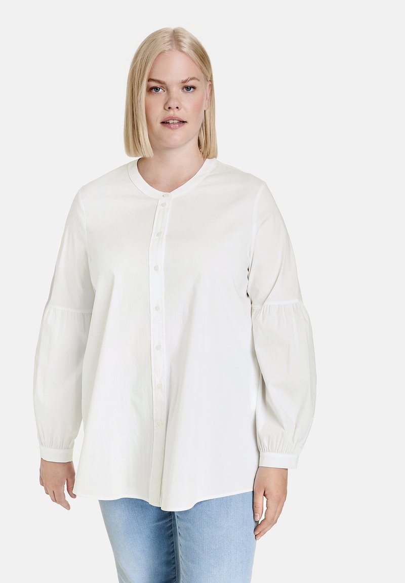 Samoon LONG SLEEVE - Button-down blouse - white - Zalando.ie