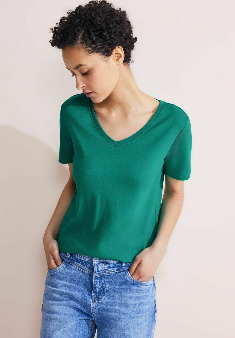 Street One V-NECK - T-Shirt basic - türkis/türkis-meliert - Zalando.de