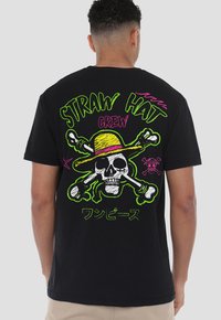NETFLIX ONE PIECE NEON SKULL AND CROSS BONES FRONT BACK - Print T-shirt ...