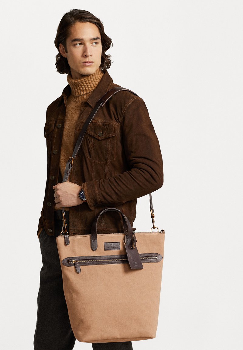 Polo Ralph Lauren WORK TOTE MEDIUM - Veľká kabelka - tan/dark brown ...