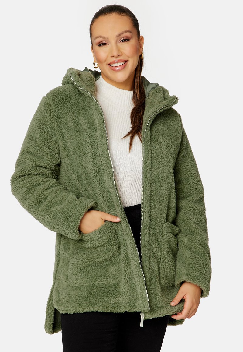 Bubbleroom HOODED TEDDY JACKET - Wintermantel - green/groen - Zalando.be
