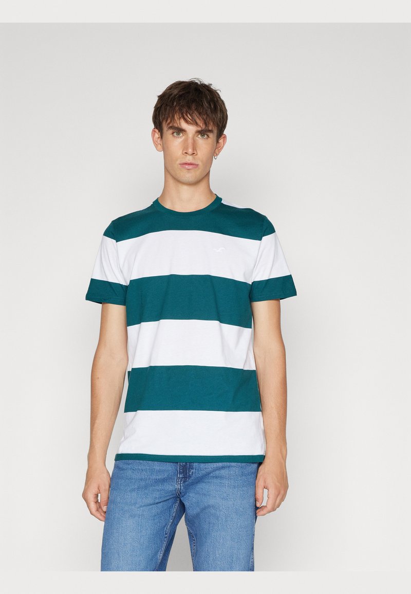 Hollister Co. CREW HORIZONTAL STRIPES - T-shirt print - green/blauw ...