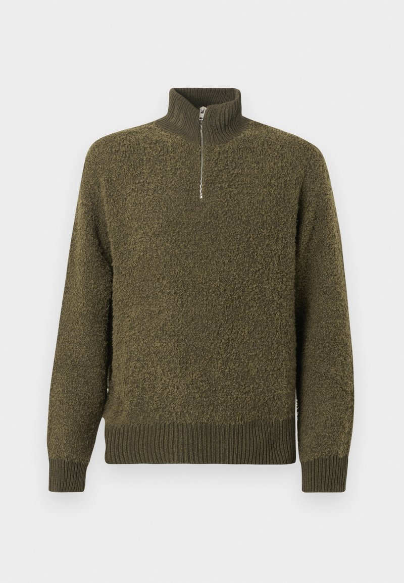 Filippa K FLUFFY HALF ZIP SWEATER - Jumper - moss green/dark green ...