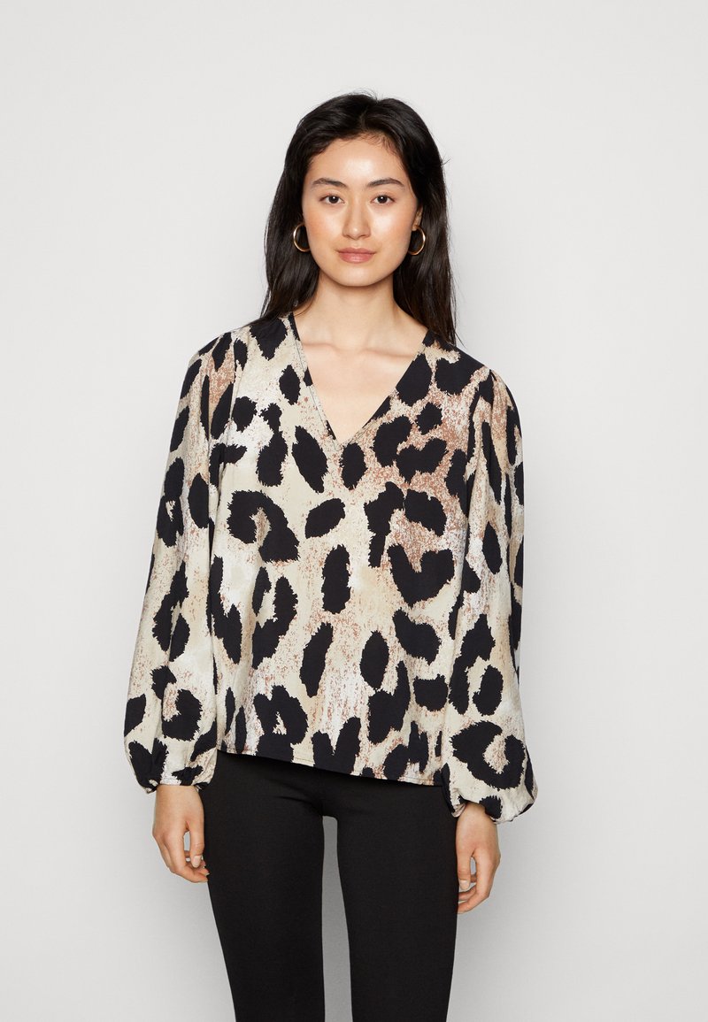 Object OBJLEONORA L/S V-NECK A DIV - Blouse - sandshell/beige - ZALANDO.FR