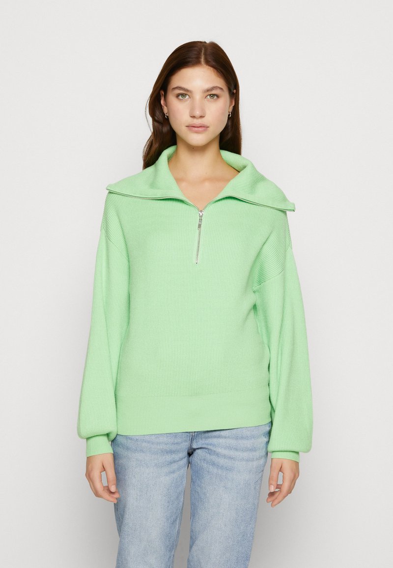 YAS LS ZIP NOOS - Stickad tröja - summer green/grön - Zalando.se