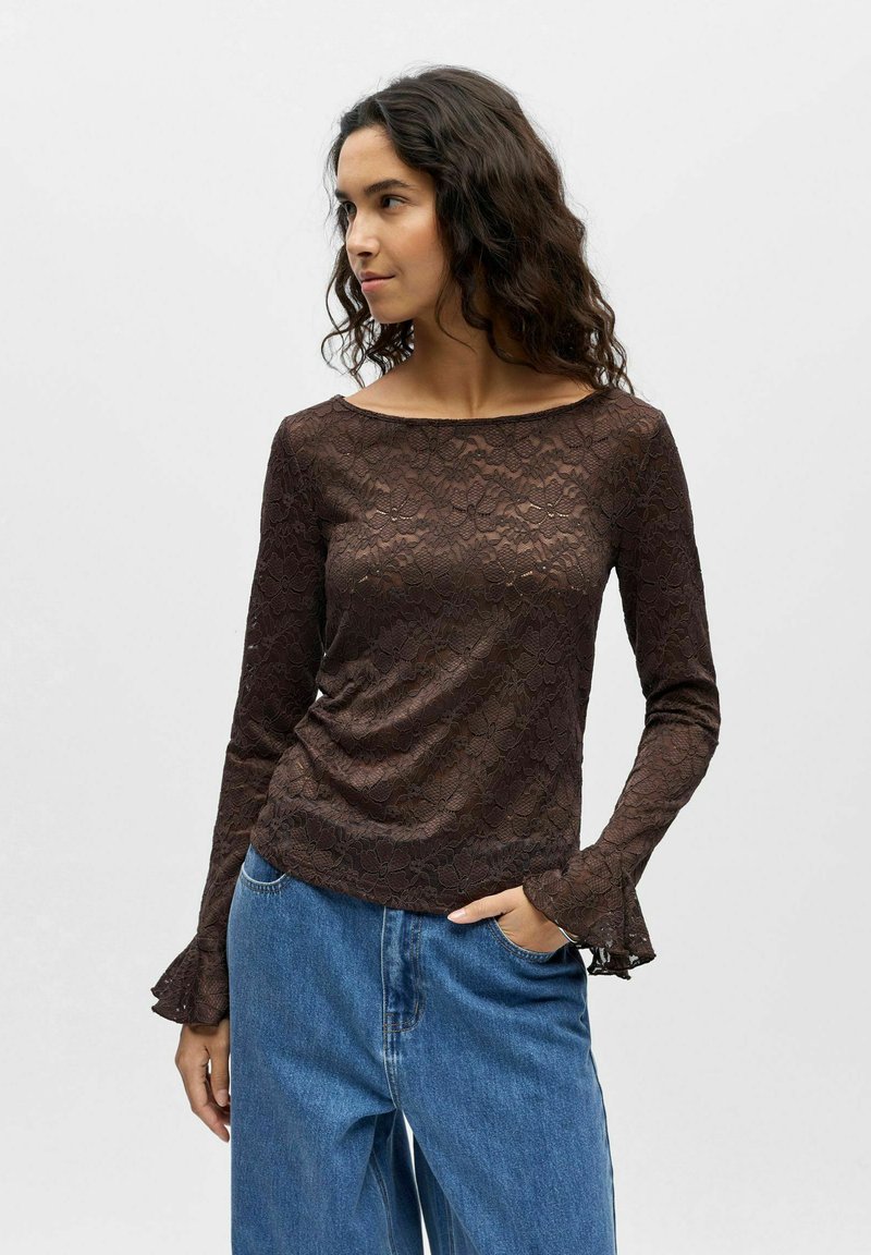 Object Long sleeved top - seal brown/brown - Zalando