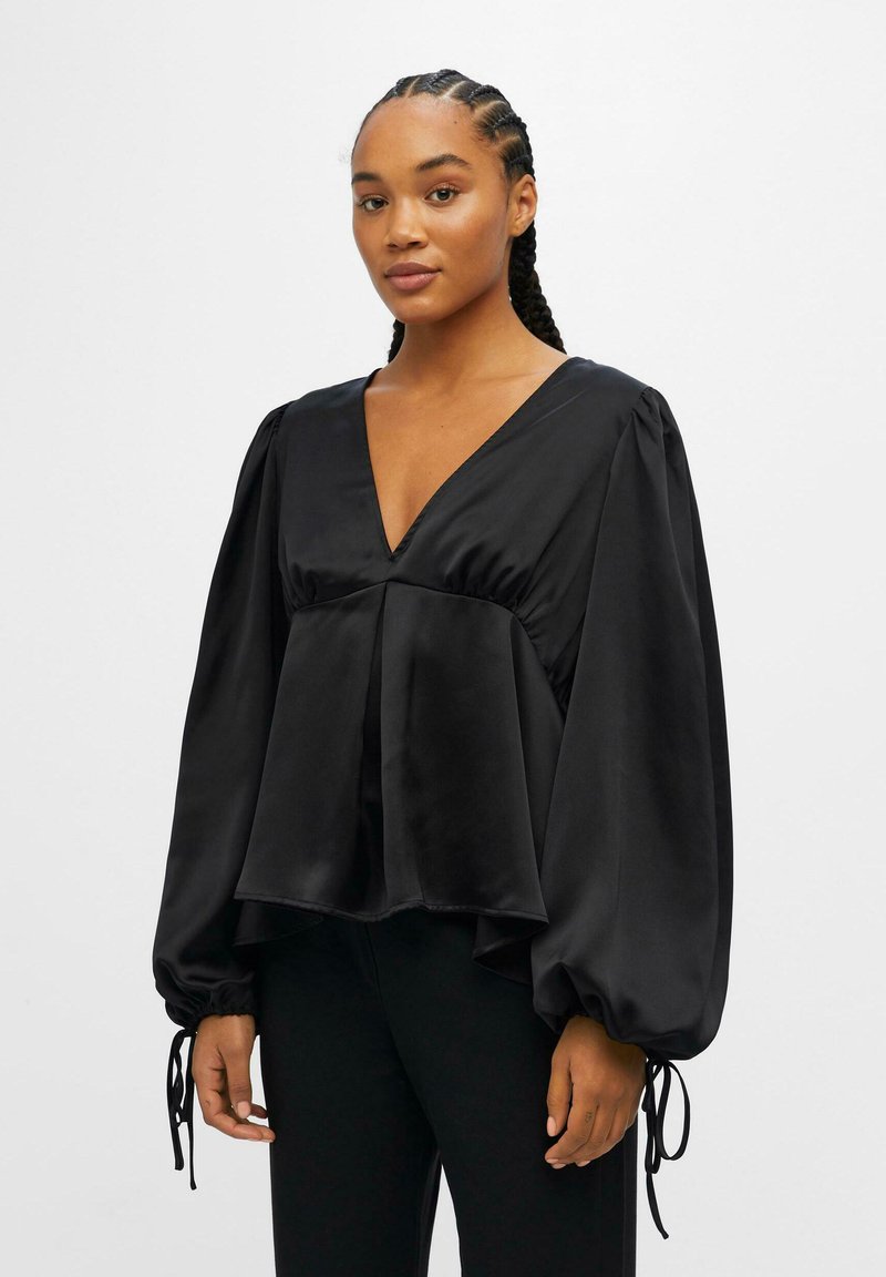 Object OBJSATEEN LS VOLUME A DIV - Blouse - black/noir - ZALANDO.BE