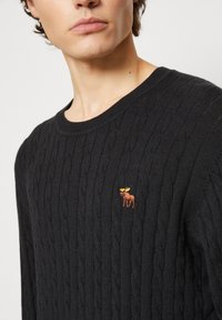 Abercrombie & Fitch ICON CABLE CREW - Strickpullover - black/schwarz ...
