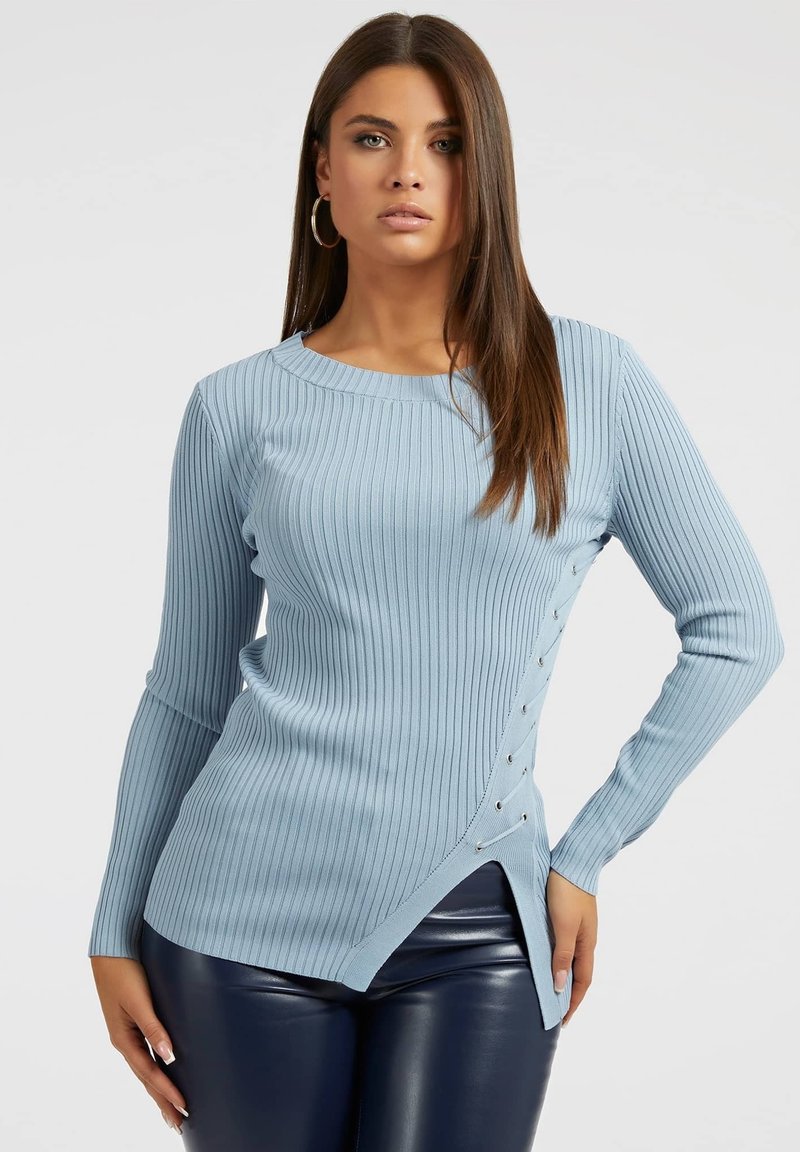 Guess Mit SchnÜrung Pullover Himmelblau Bleu Clair Zalando Be