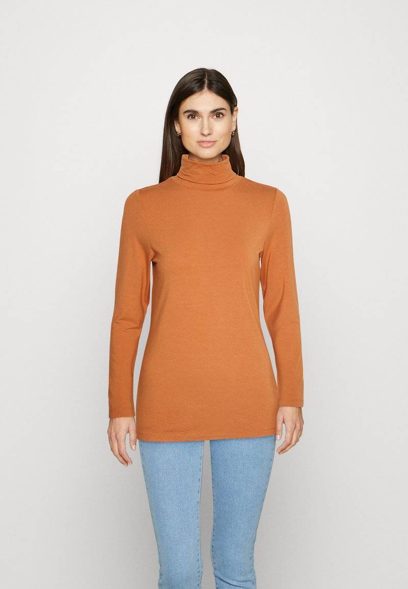 TOM TAILOR DENIM FITTED TURTLENECK - Långärmad tröja - rusty amber/brun ...