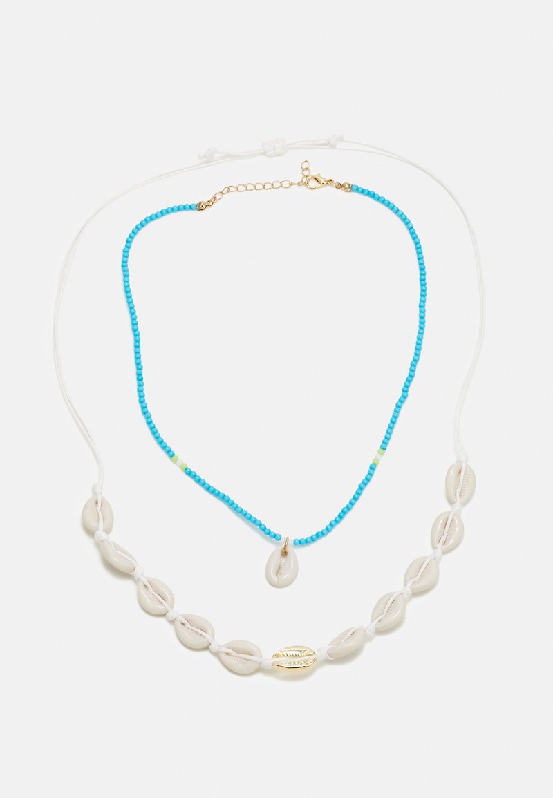ONLY ONLLONE SEASHELL NECKLACE 2 PACK - Collier - cyan blue/bleu clair ...