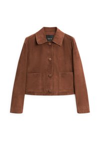Massimo Dutti CROPPED WITH BUTTONS - Lederjacke - mottled brown/braun ...