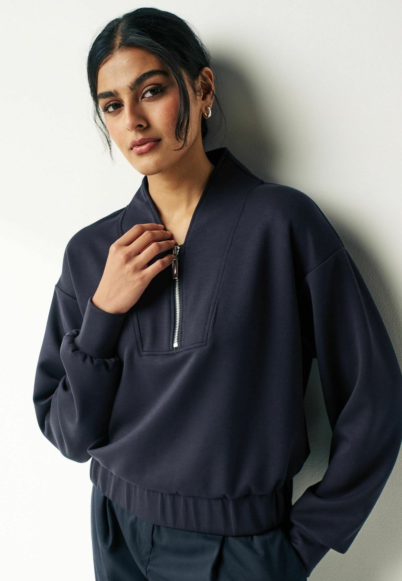 Next SLINKY NOTCH NECK QUARTER REGULAR - Sweater - navy blue/blauw ...