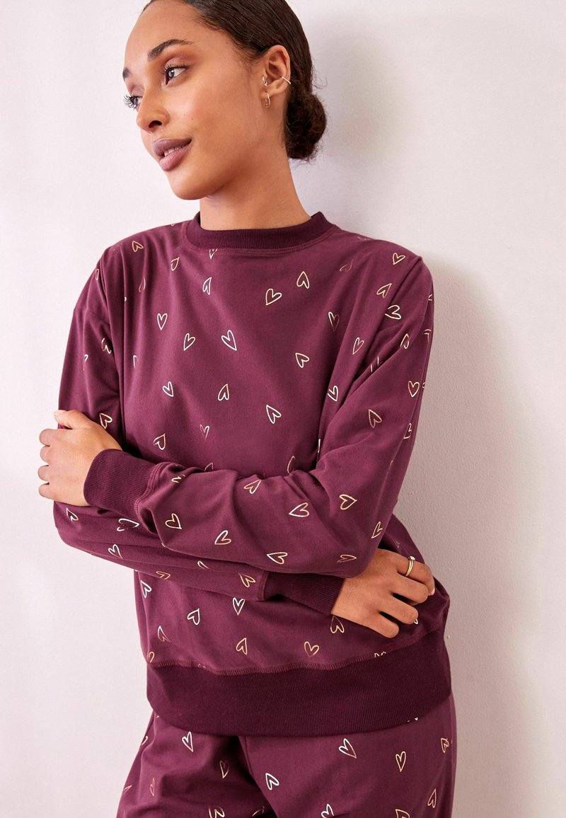 Next SUPERSOFT COSY SET - Nachtwäsche Set - berry red heart foil/lila ...