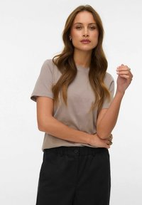 Vero Moda PAULINA - Camiseta básica - moon rock/marrón - Zalando.es