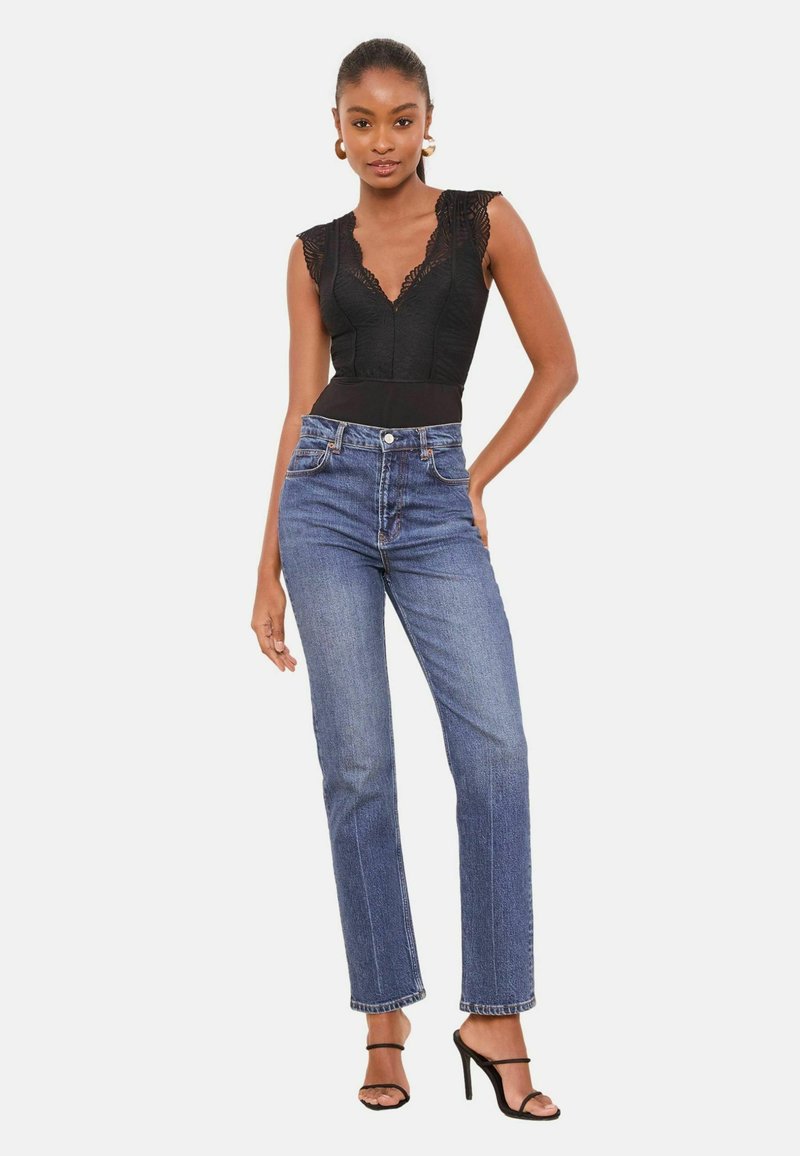 Lipsy REGULAR FIT - TUMMY CONTROL PLUNGE CAP SLEEVE - Body - black/must ...