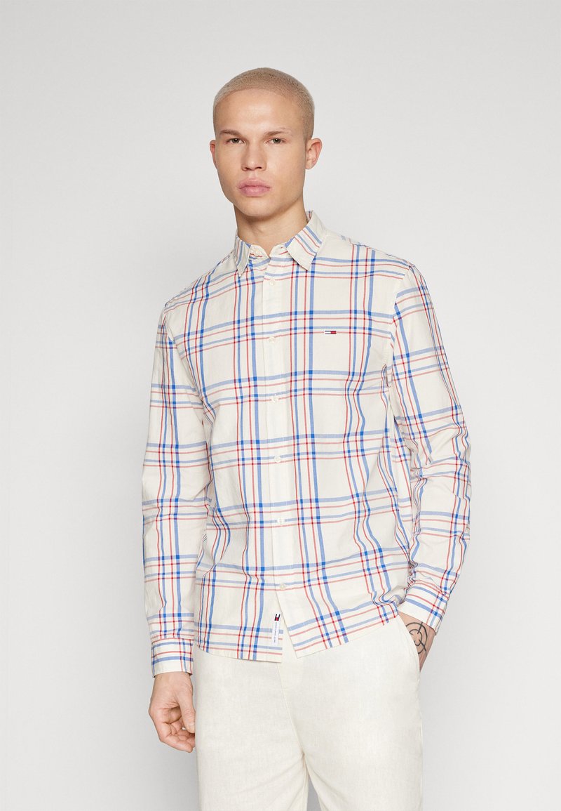 Tommy Jeans POPLIN CHECK SHIRT - Shirt - ancient white/white - Zalando.ie