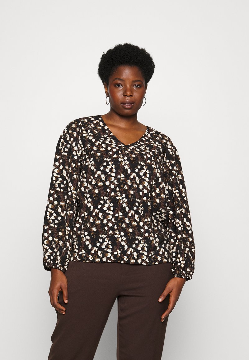 Object Curve OBJLEONORA V-NECK - Blouse - black - Zalando.co.uk