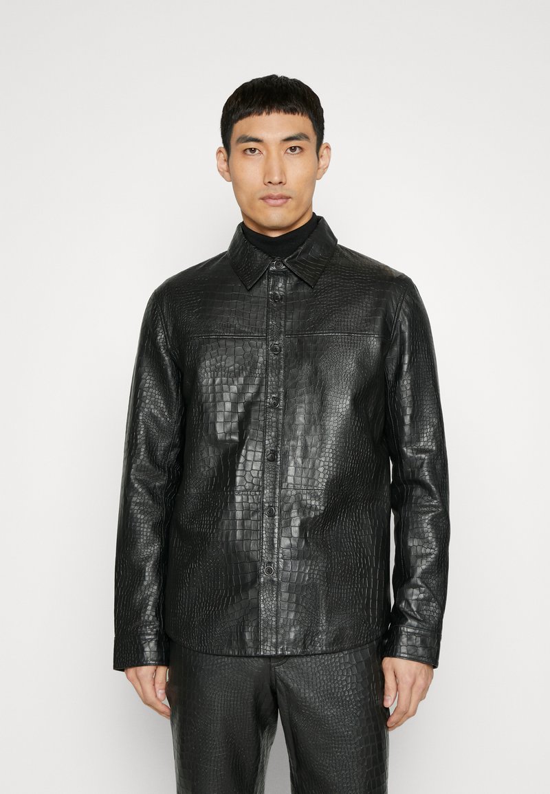 STUDIO ID ARY LEATHER SHIRT - Košile - black croco/černá - Zalando.cz