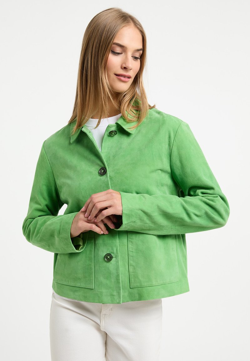 Frieda & Freddies Leather jacket - blattgruen/green - Zalando