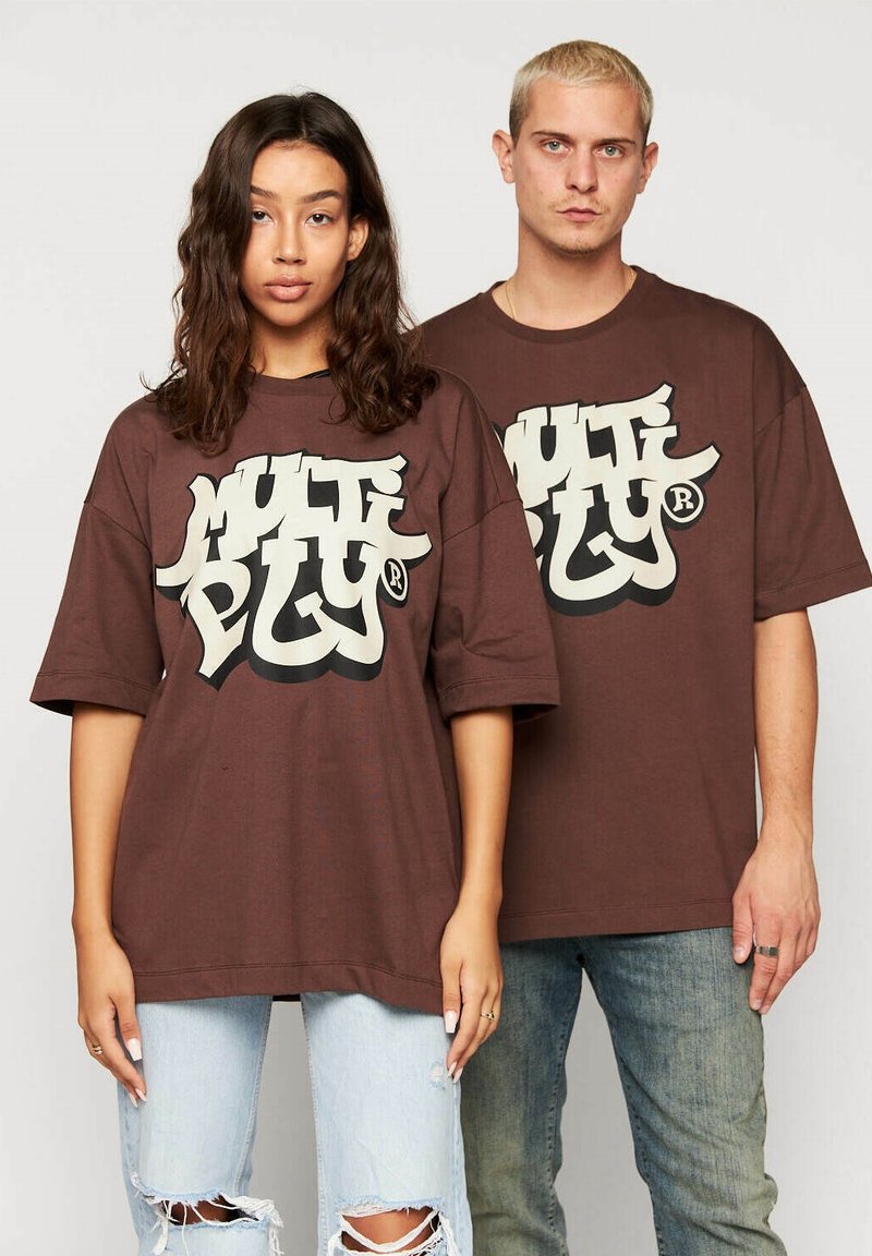Multiply Apparel COMIC - Print T-shirt - dark brown - Zalando.de