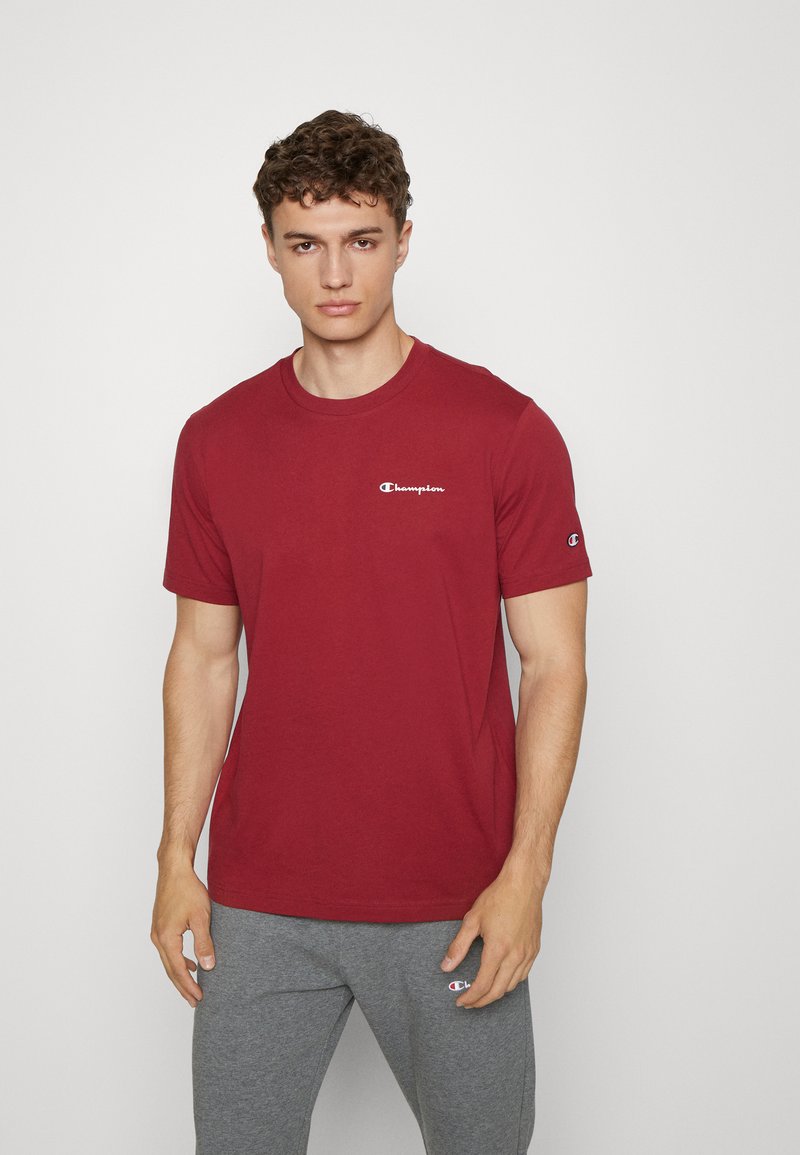 Champion CLASSIC CREWNECK SMALL LOGO - Camiseta básica - dark red/rojo ...