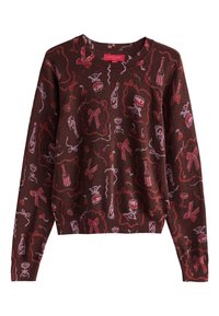 Next Jumper - chocolate brown sparkle bow/red - Zalando