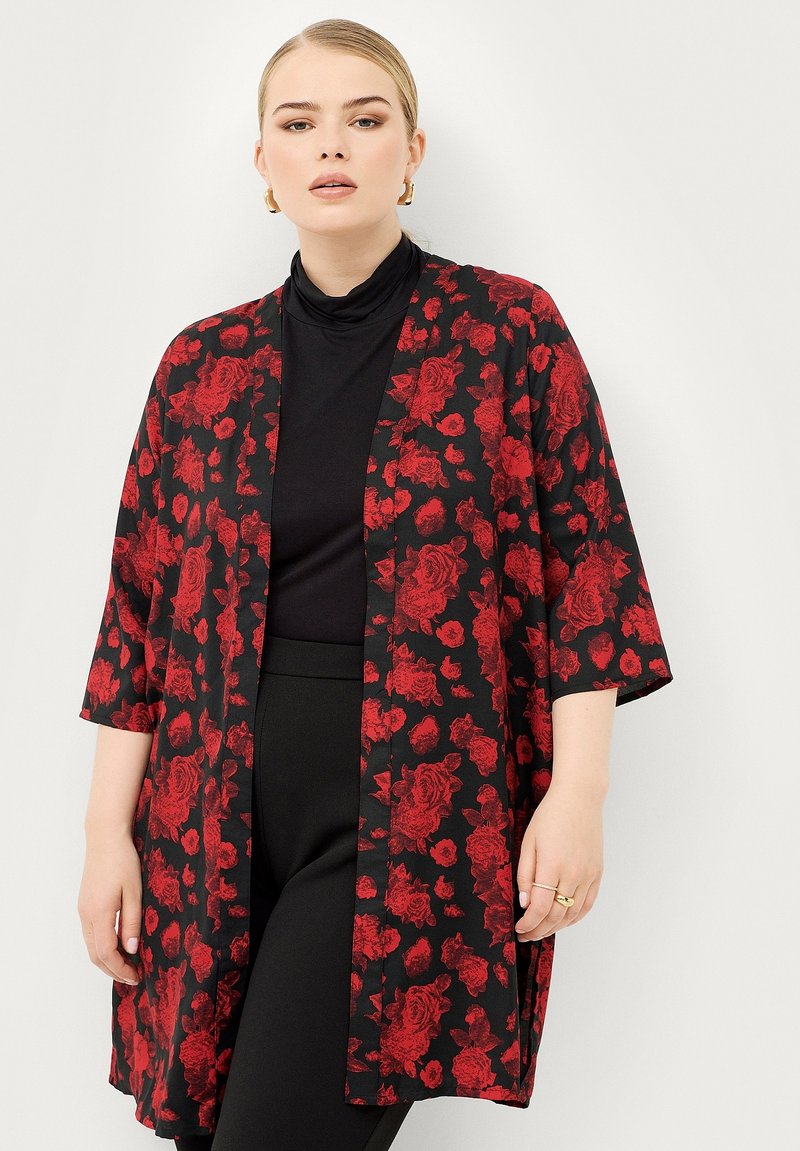 Ellos Plus collection DORIS - Summer jacket - rot schwarz geblümt/red ...