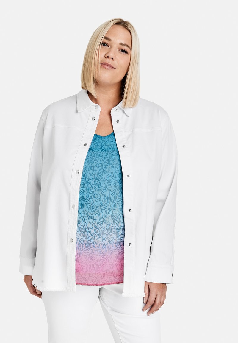 Samoon MIT FRANSENSAUM - Jeansjacke - white/weiß - Zalando.ch
