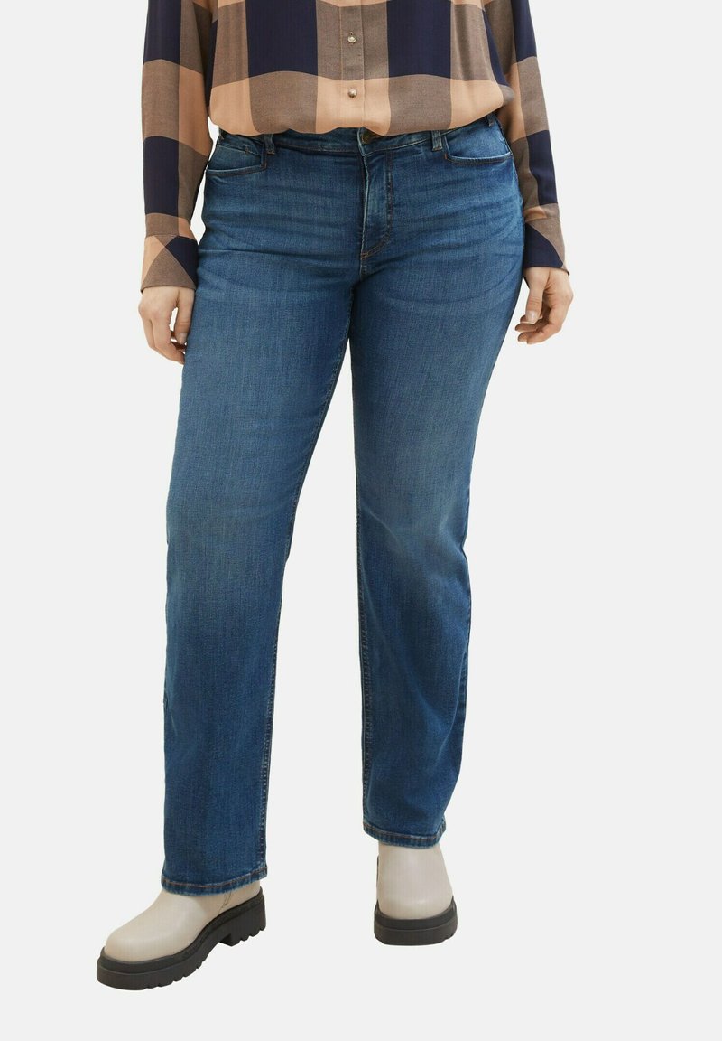 TOM TAILOR STRAIGHT - Jeans Straight Leg - mid stone bright blue denim ...
